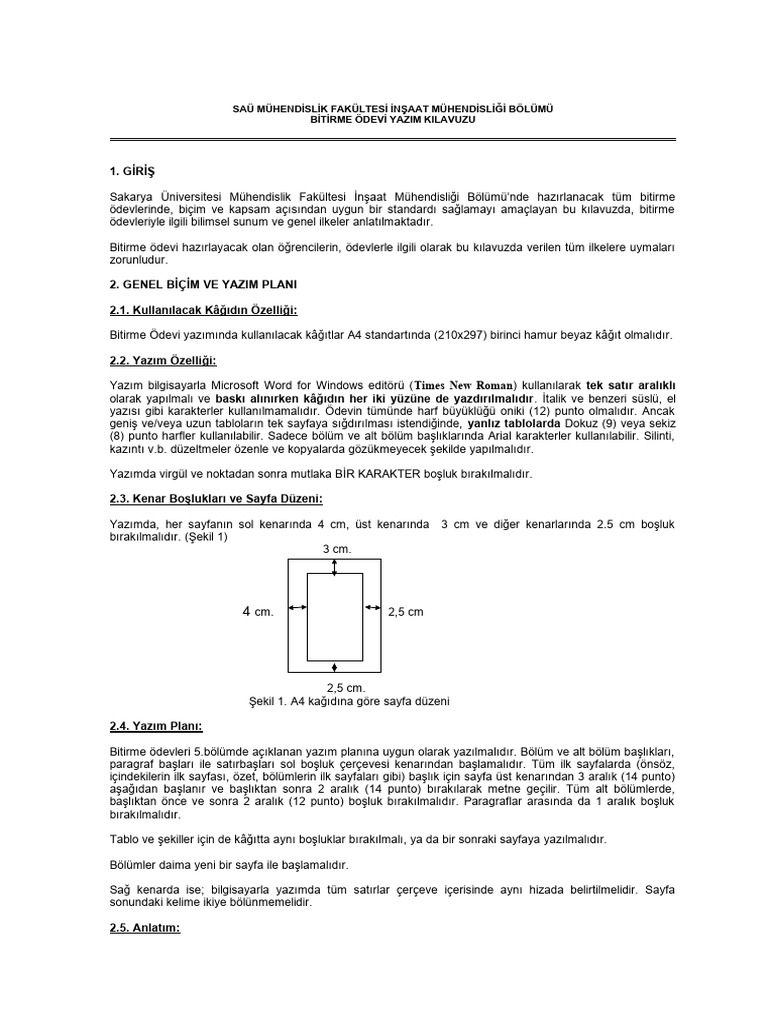 İnşaat Mühendisliği Bitirme Ödevi Yazım Klavuzu | PDF