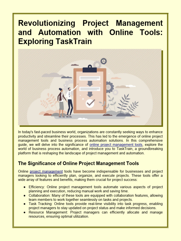 Revolutionizing Project Management and Automation With Online Tools Exploring TaskTrain | PDF ...