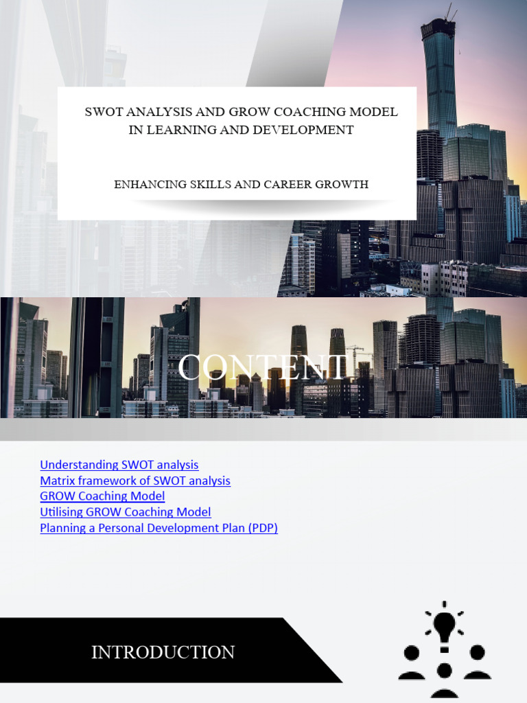SWOT Analysis and GROW Coaching Model in Learning and Development | PDF | Mentorship | Swot Analysis