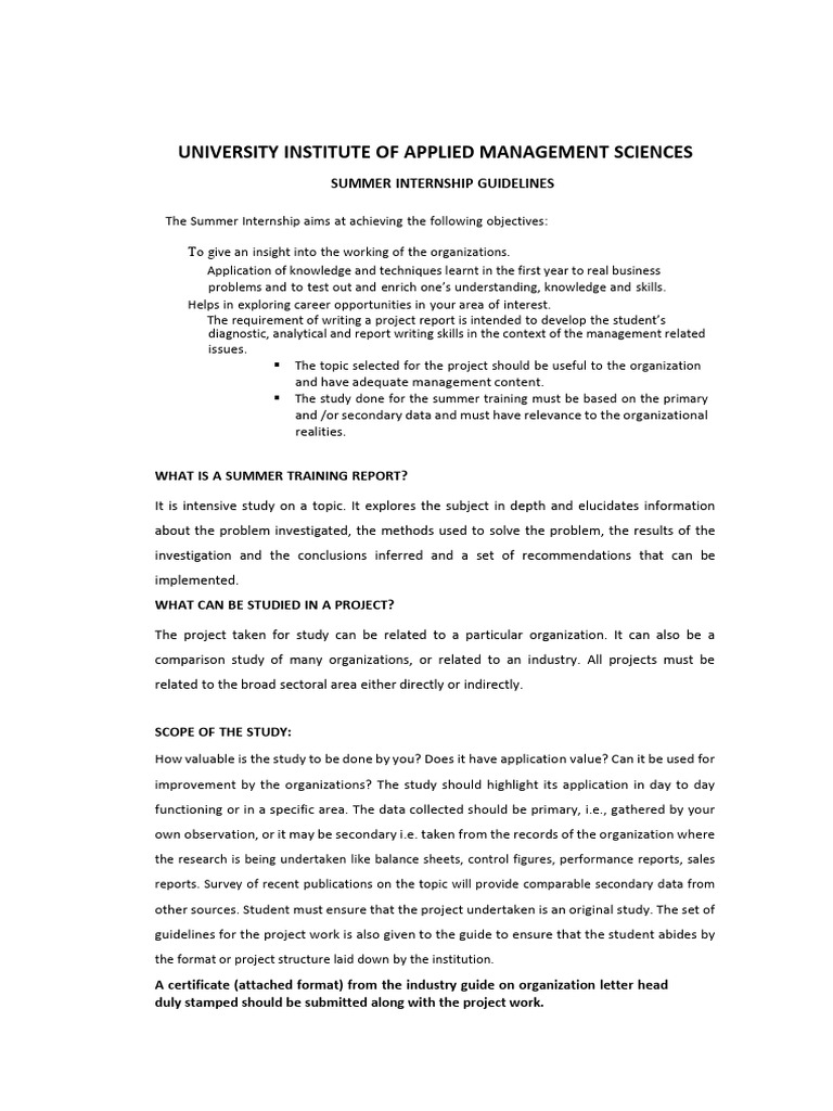 UIAMS Summer Internship Guidelines 2023-25 | PDF | Data | Quantitative ...