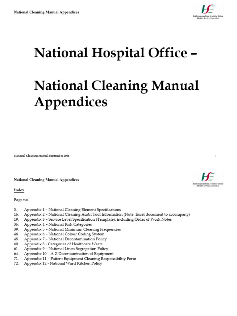 hse-national-cleaning-standards-manual-appendices | Download Free PDF ...