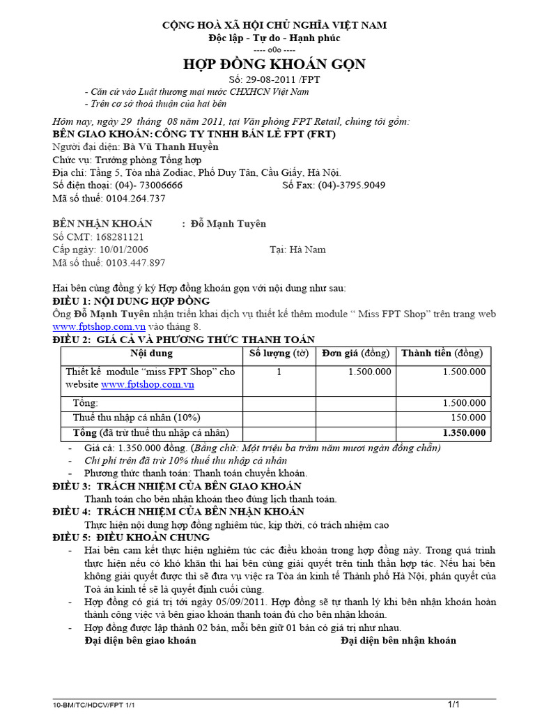 NS - 21 - BM01 - Hop Dong Khoan Gon | PDF