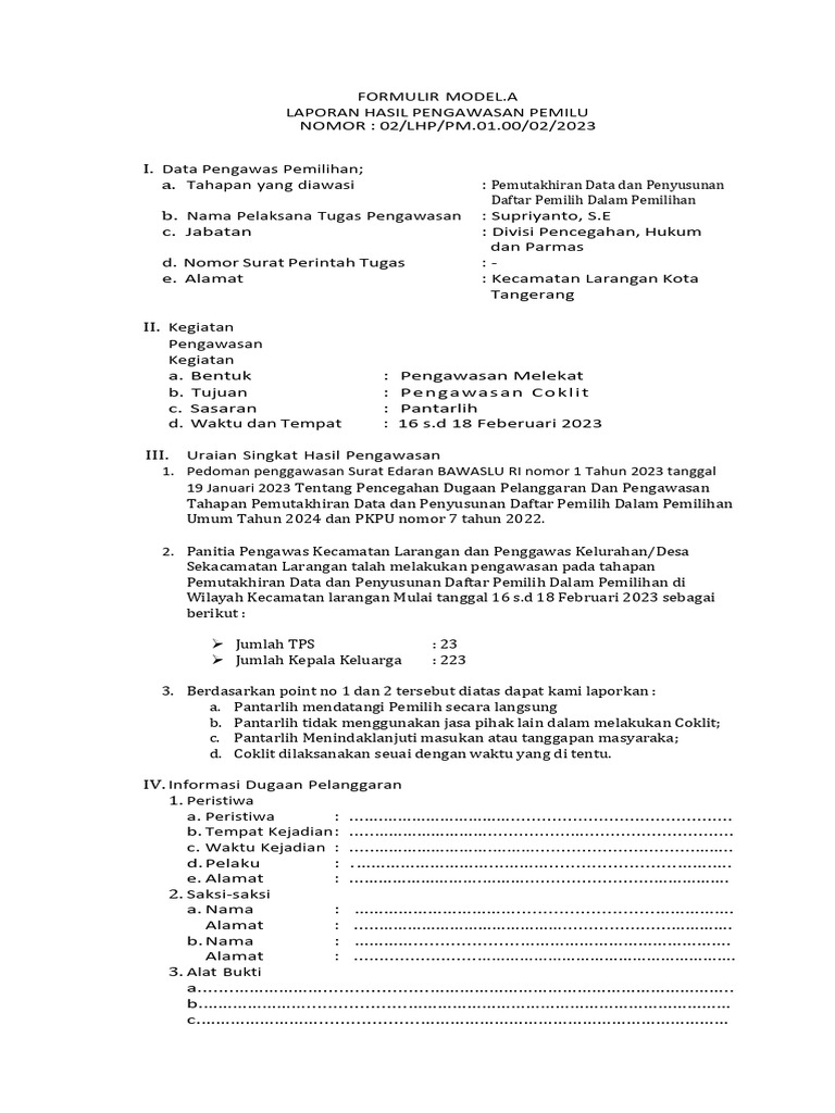 Form A 5 - Contoh | PDF | Hukum