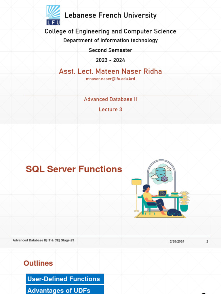 SQL Server User-Defined Functions Guide | PDF | Control Flow | Data ...
