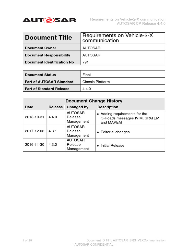 AUTOSAR_SRS_V2XCommunication | PDF | Public Key Cryptography | Interoperability