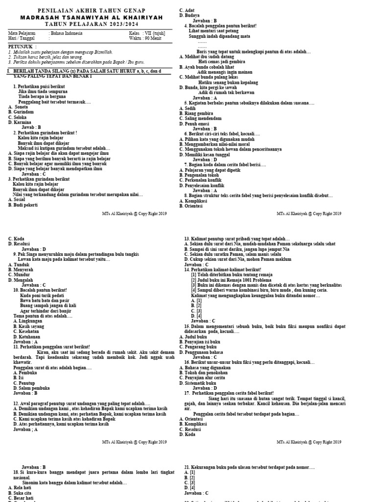 PAT 7 GENAP 2023-2024 | PDF