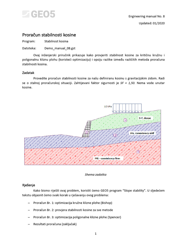 GEO5 - Proračun Stabilnosti Kosine - HR | PDF
