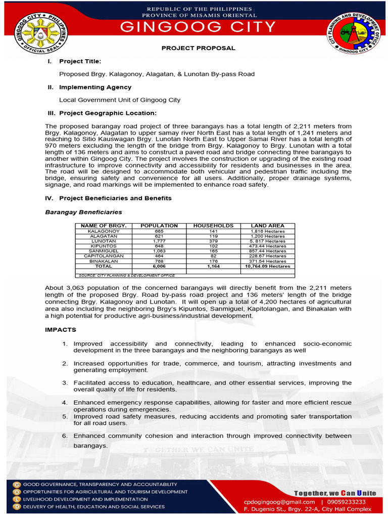 Project Proposal Brgy. by-pass Road | PDF | Agriculture | Livestock