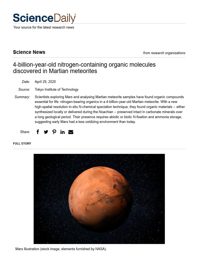 4-Billion-Year-Old Nitrogen-Containing Organic Molecules Discovered in ...