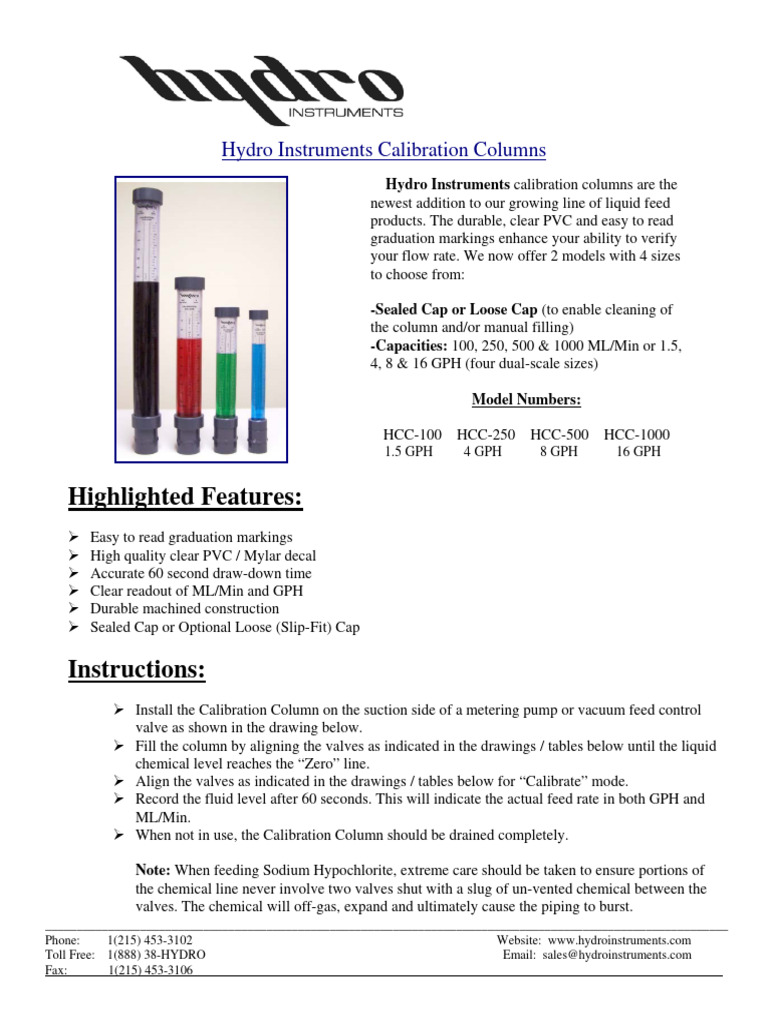 Calibration Column Data Sheet | PDF | Acid | Sulfate