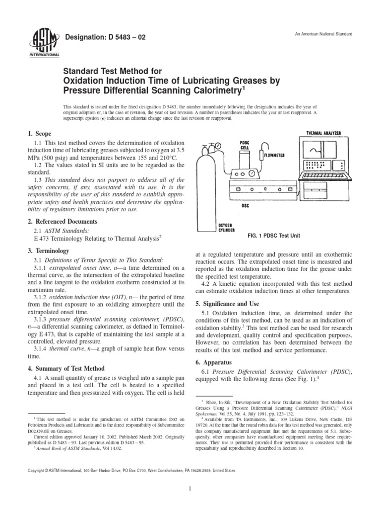 ASTM D5483 | PDF | Differential Scanning Calorimetry | Temperature