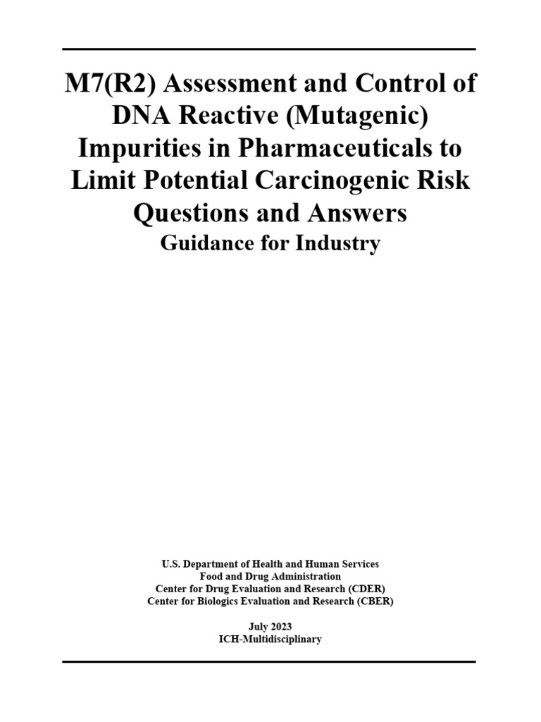 ICH M7 (R2) Assessment and Control of DNA Reactive QA | PDF | Food And Drug Administration