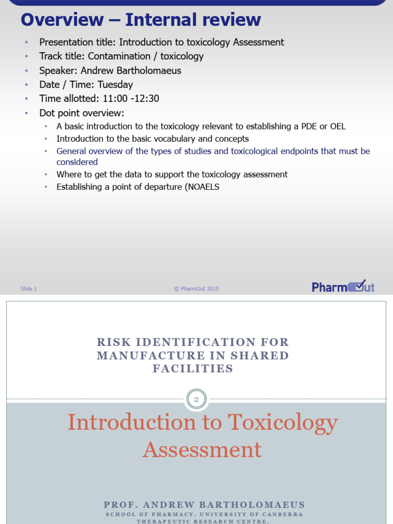2015 GMP Validation Forum D2.T2.2.1 Introduction to Toxicology Assessment | PDF | Toxicity ...