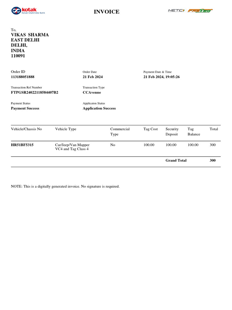 Fastag Application | PDF