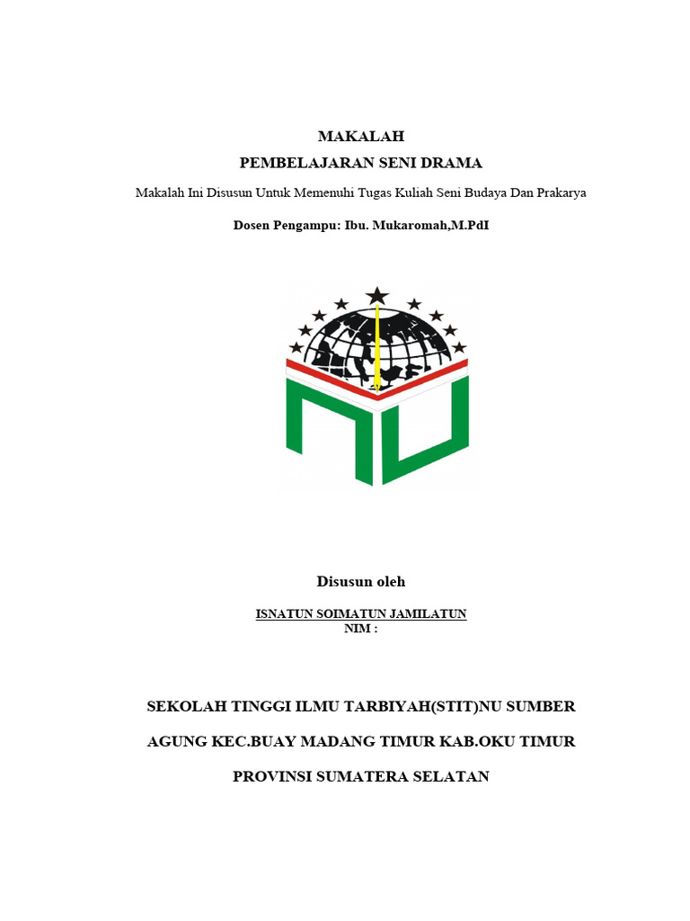 Makalah Pembelajaran Seni Drama Oleh Isnatun - Salin - Salin | PDF