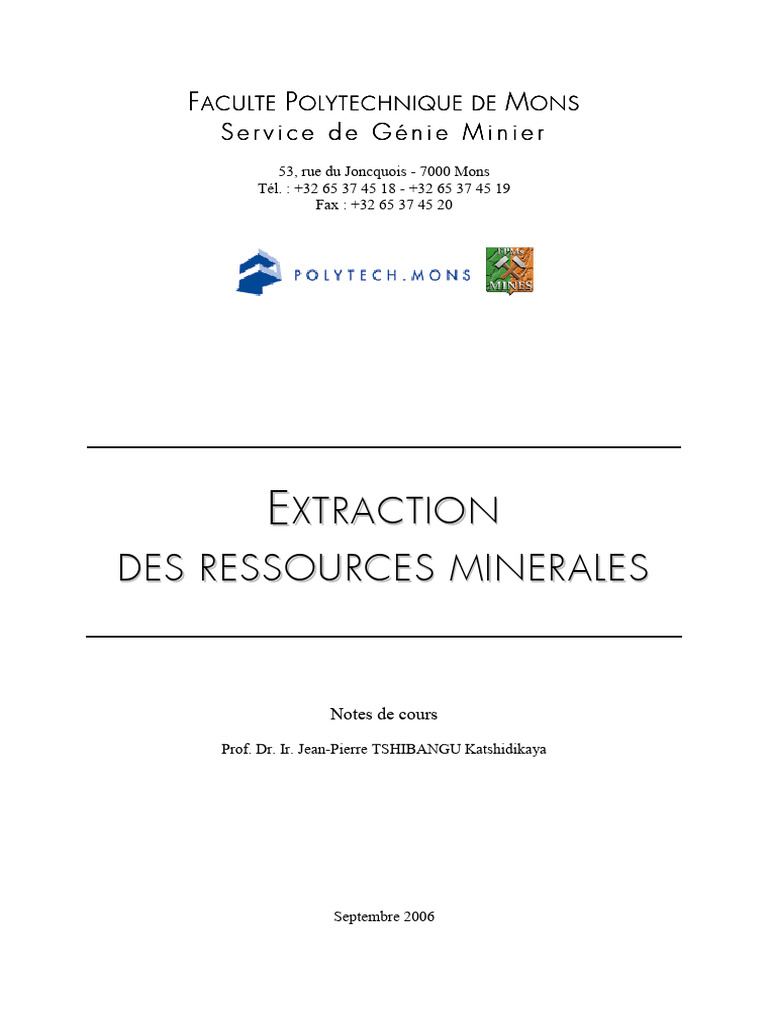 Génie Minier Polyt de Mons | PDF | Exploitation minière | Statistiques