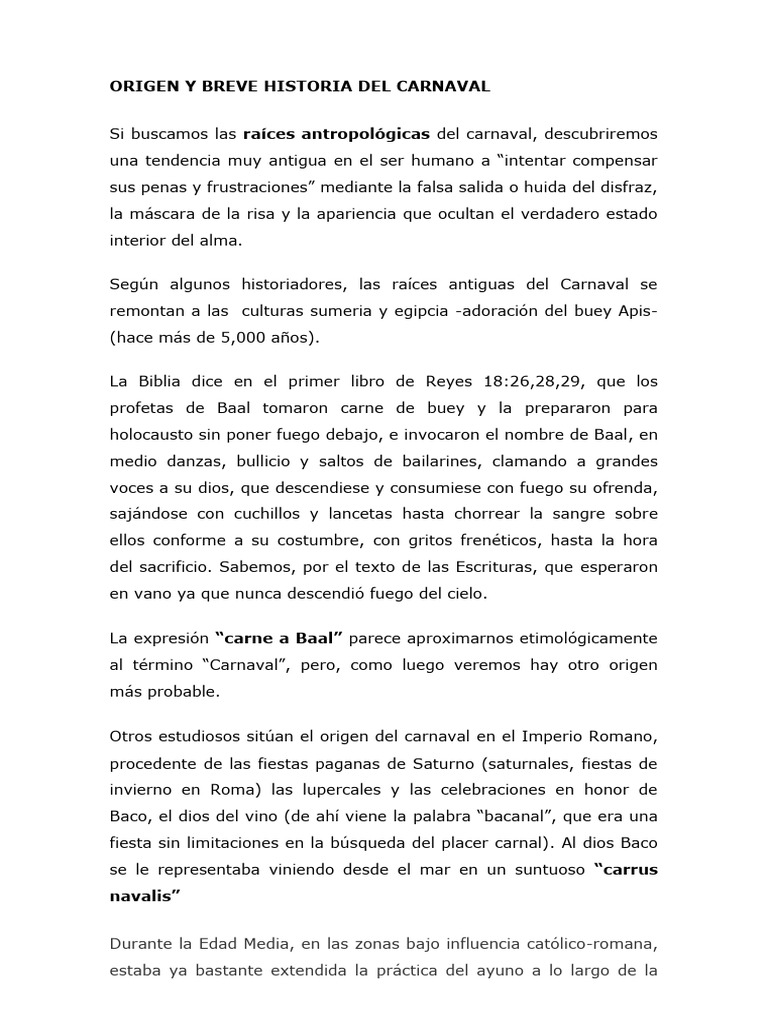 Historia y Perspectiva Cristiana del Carnaval | PDF | Carnaval | Prestado