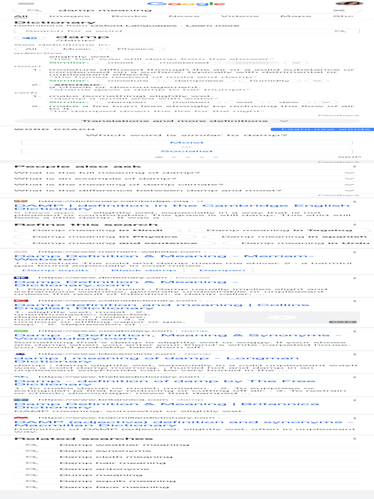 Damp Meaning - Google Search | PDF | Linguistics | Grammar