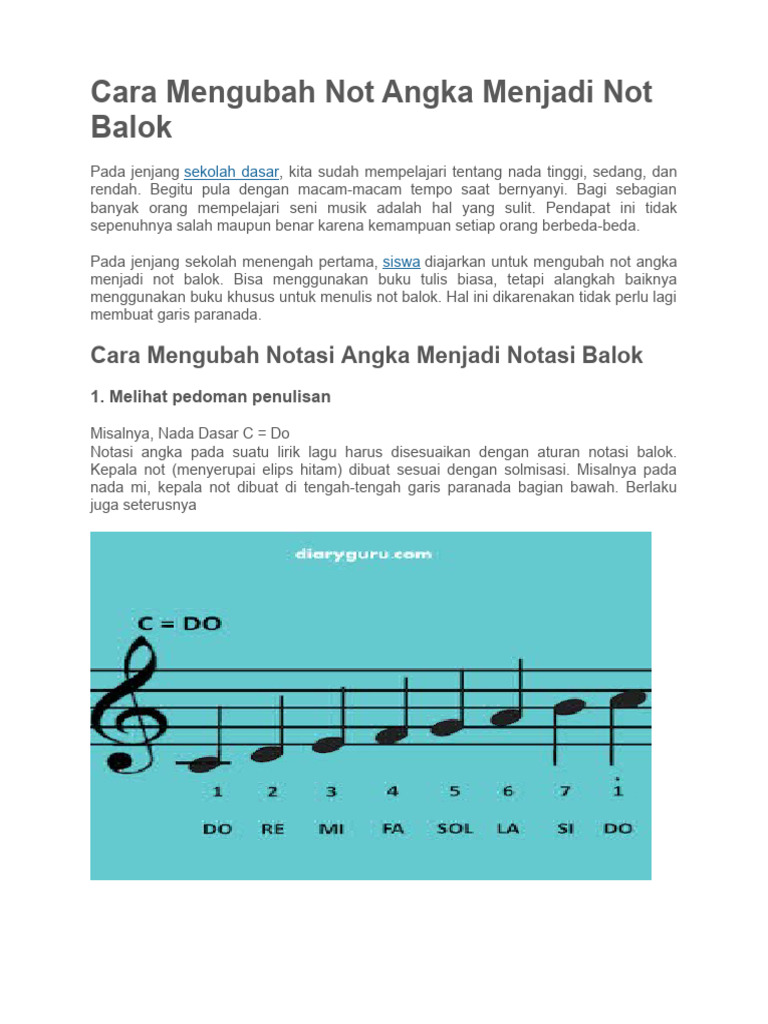Cara Mengubah Not Angka Menjadi Not Balok | PDF
