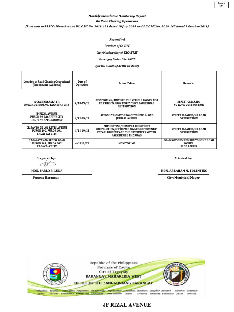 Road Clearing April | PDF