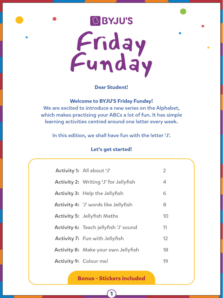 J For Jellyfish Activities For Kids Friday Funday PDF | PDF