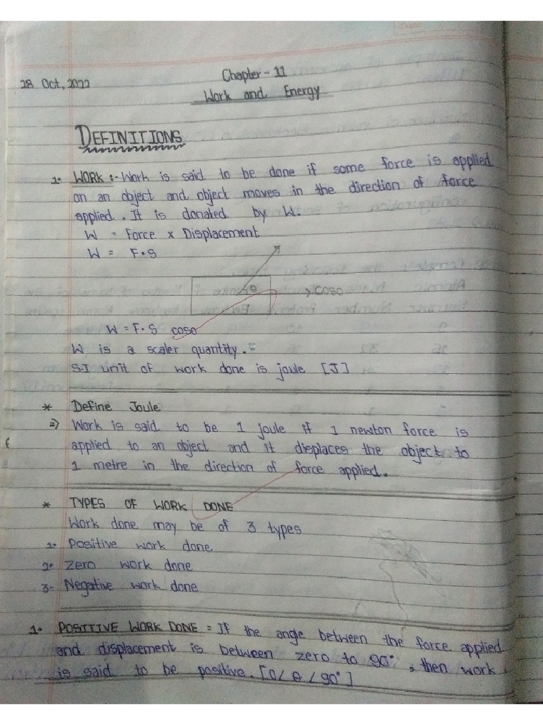 Chapter Work and Energy Class IX | PDF