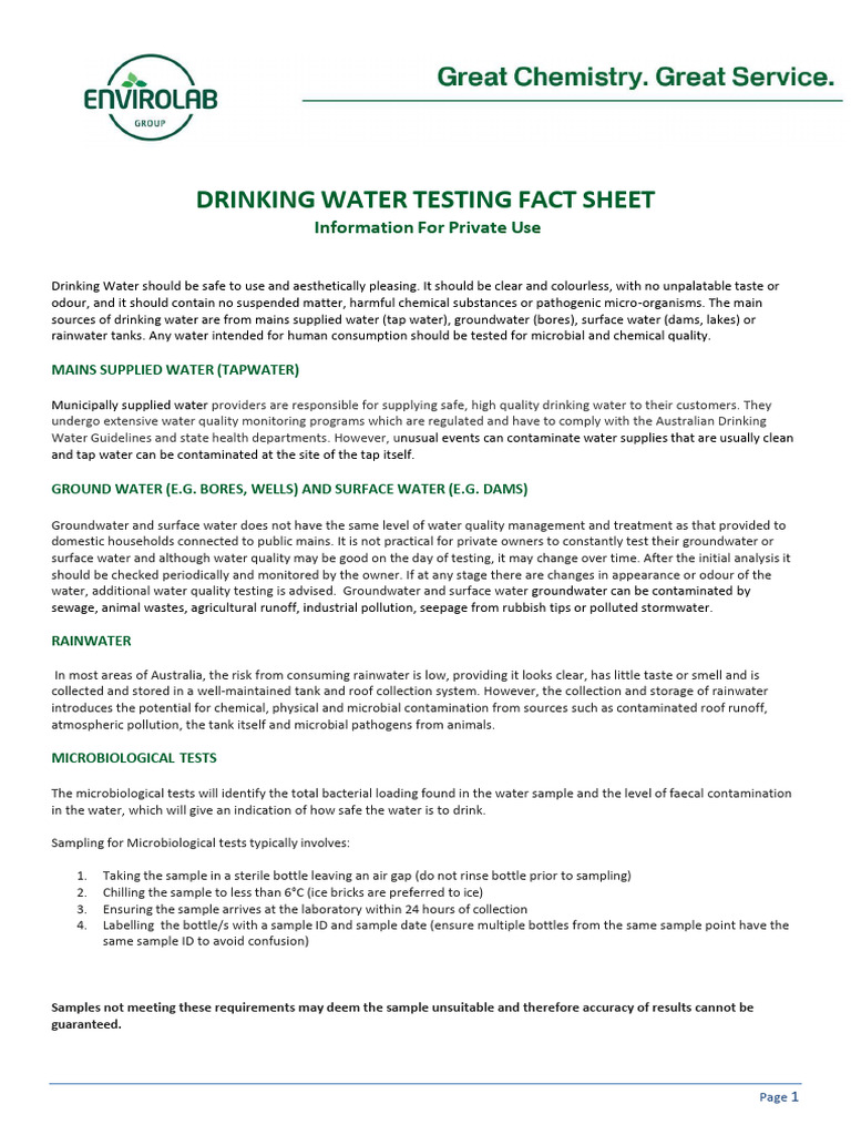 Water Fact Sheet | PDF | Drinking Water | Water Pollution