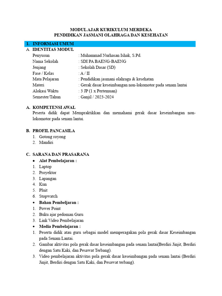 MODUL AJAR KURIKULUM MERDEKA Sekolah | PDF