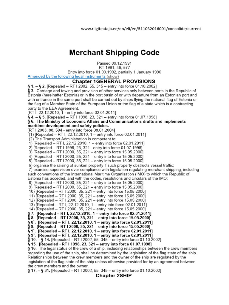 Merchant Shipping Code | PDF | Justice | Crime & Violence