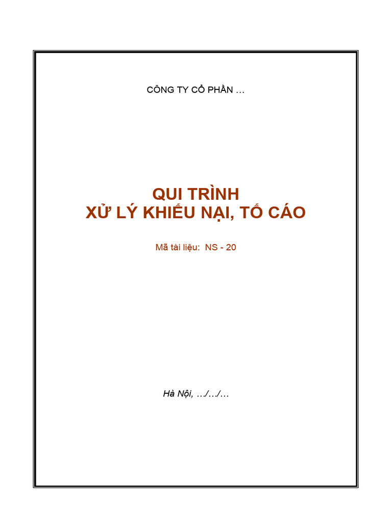 NS - 20 - Quy Trinh Xu Ly Khieu Nai to Cao | PDF