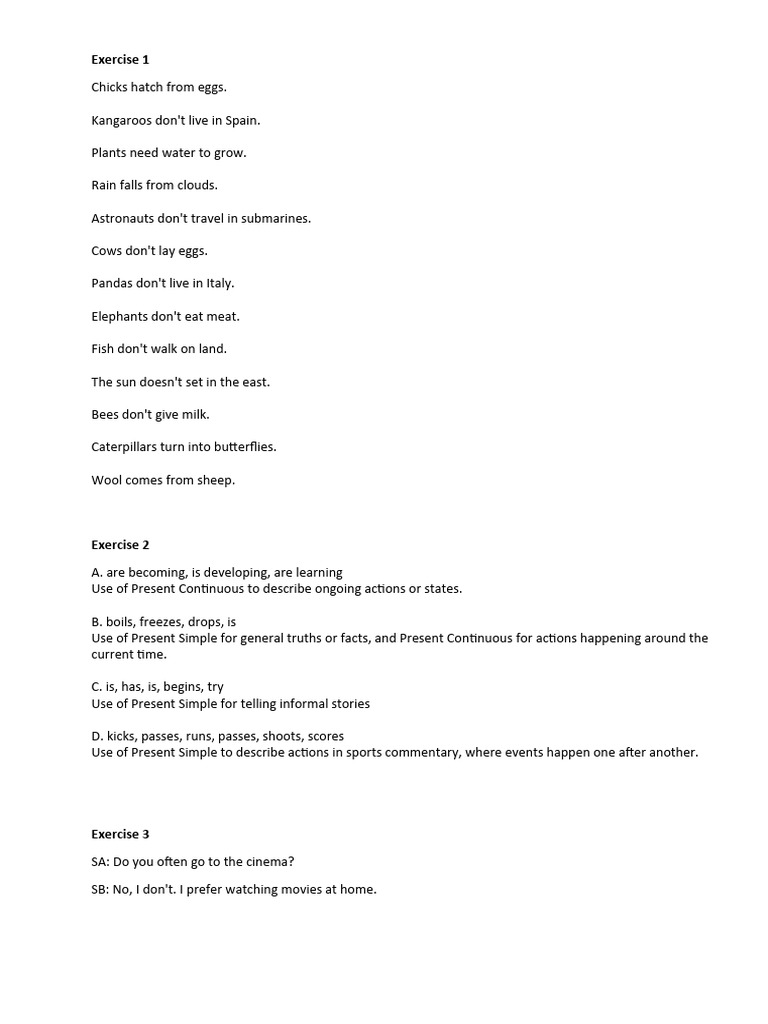 English Exercises for Beginners | PDF