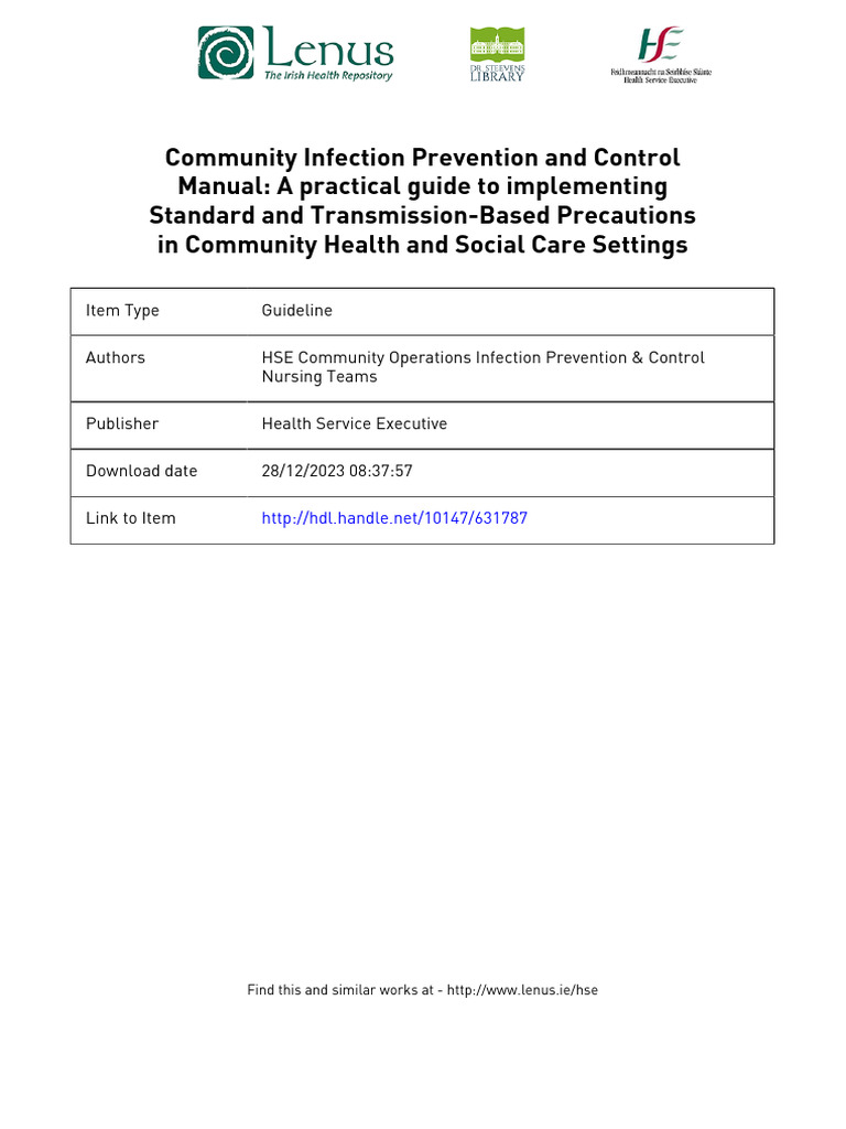 Infection Control Guidelines for Community Care | PDF | Infection ...