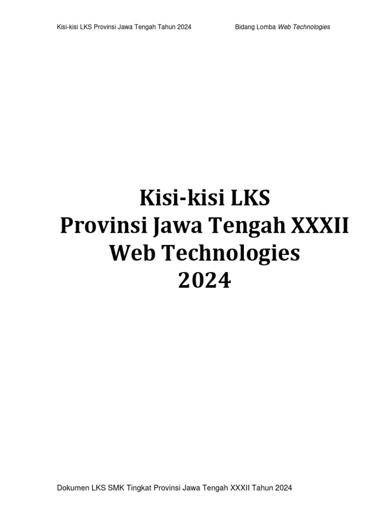 Kisi-Kisi Web Technologies LKS 2024 | PDF | Login | World Wide Web