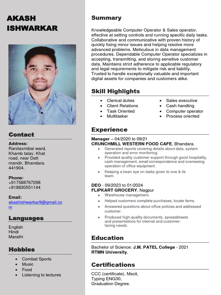 Akash Ishwarkar CV | PDF | Information Technology | Computing
