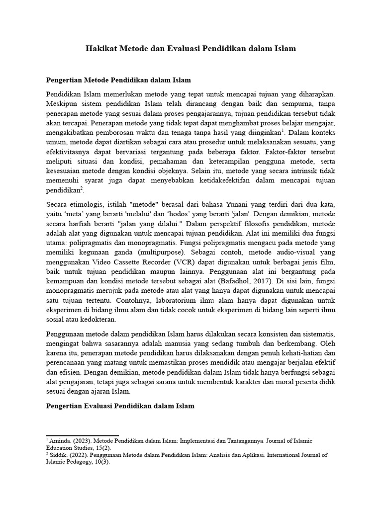 Hakikat Metode Dan Evaluasi | PDF