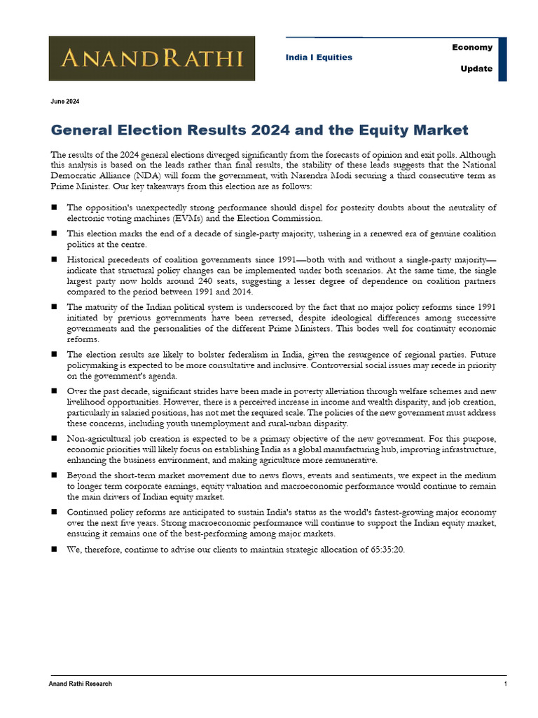 Document No 98 - General Election 2024 Outcome and Equity Market | PDF ...