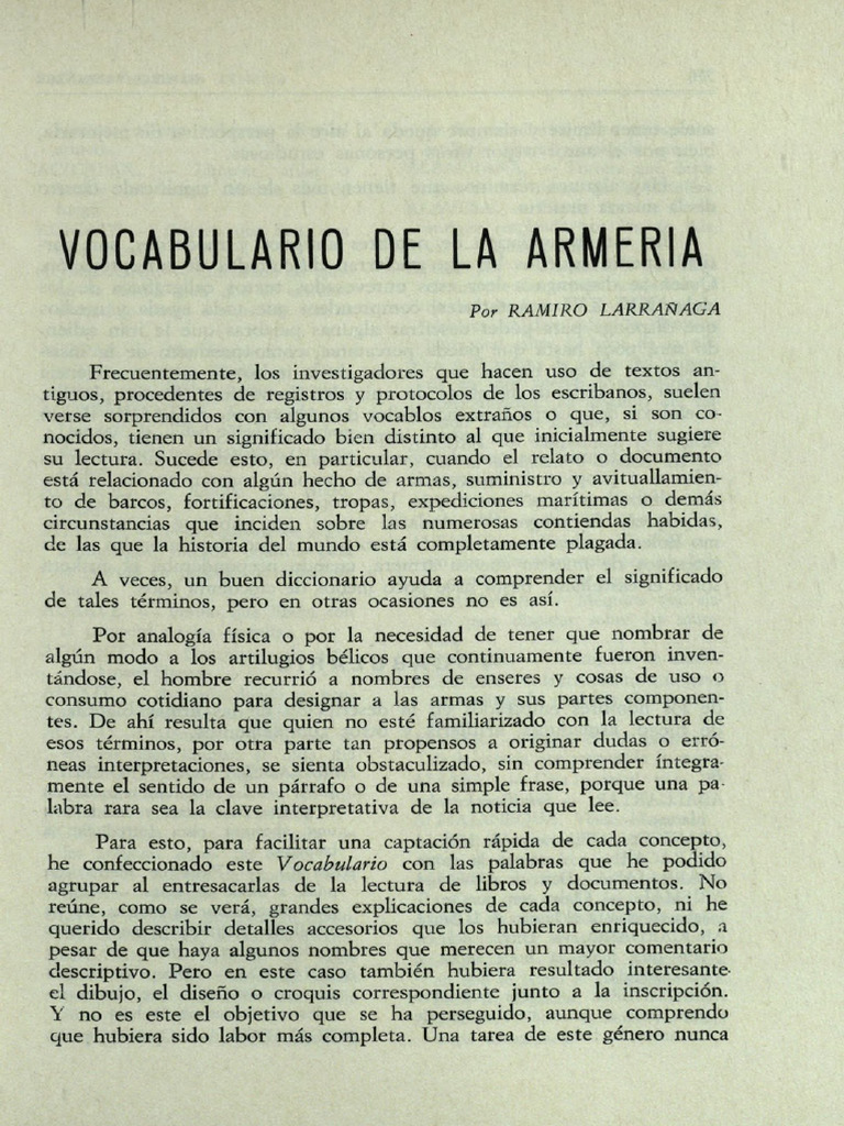 Vocabulario de Términos de Armería | PDF | Artillería | Armas de fuego