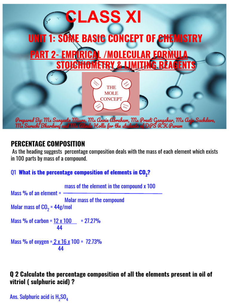 Basic Concept Part 2 | PDF | Mole (Unit) | Stoichiometry