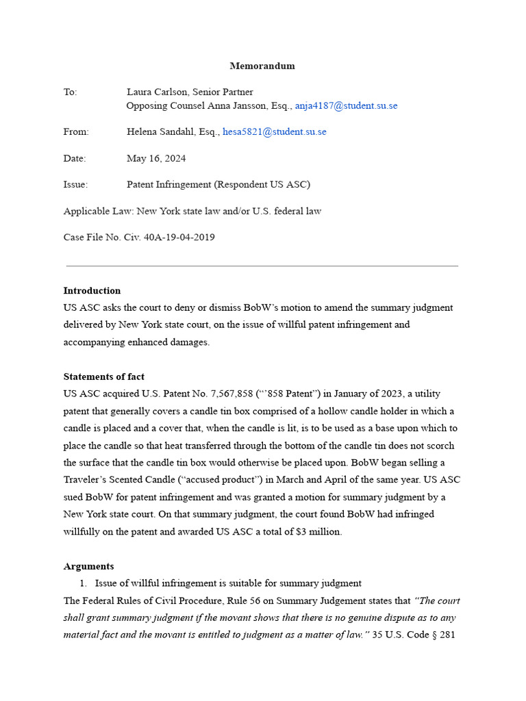 Court Brief American and English Business Law | PDF | Summary Judgment ...