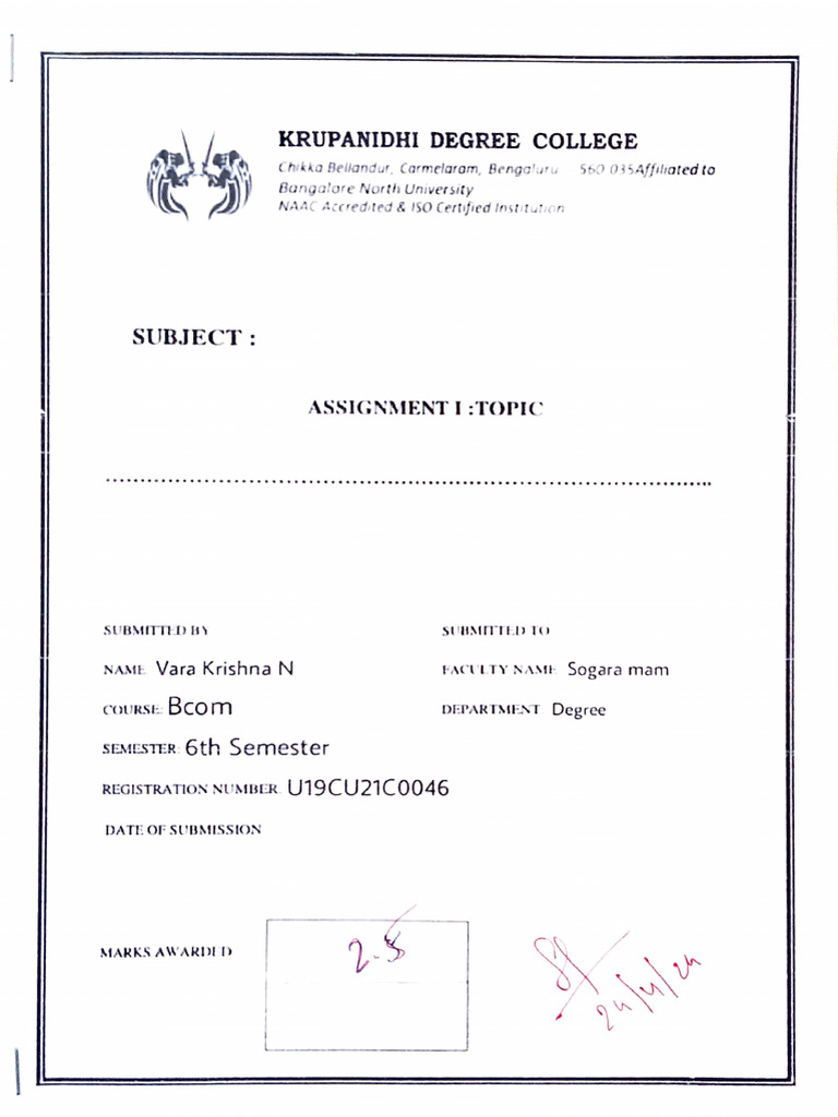 Vara Krishna MA Assignment 1 | PDF