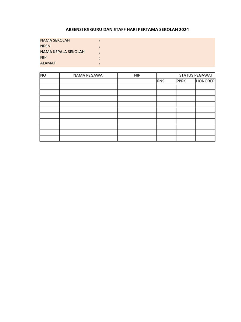 Rekap Absen Guru Iedul Fitri 2024 | PDF