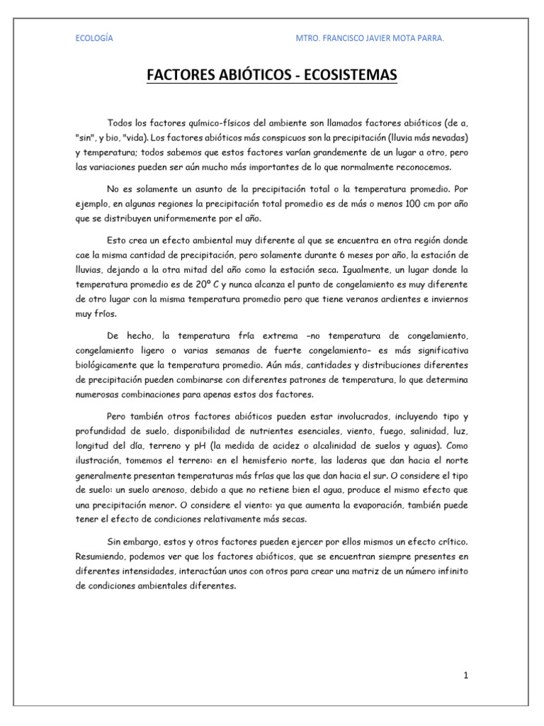 Factores Abióticos Ecosistemas Mapa Conceptual | PDF | Precipitación | Ecología