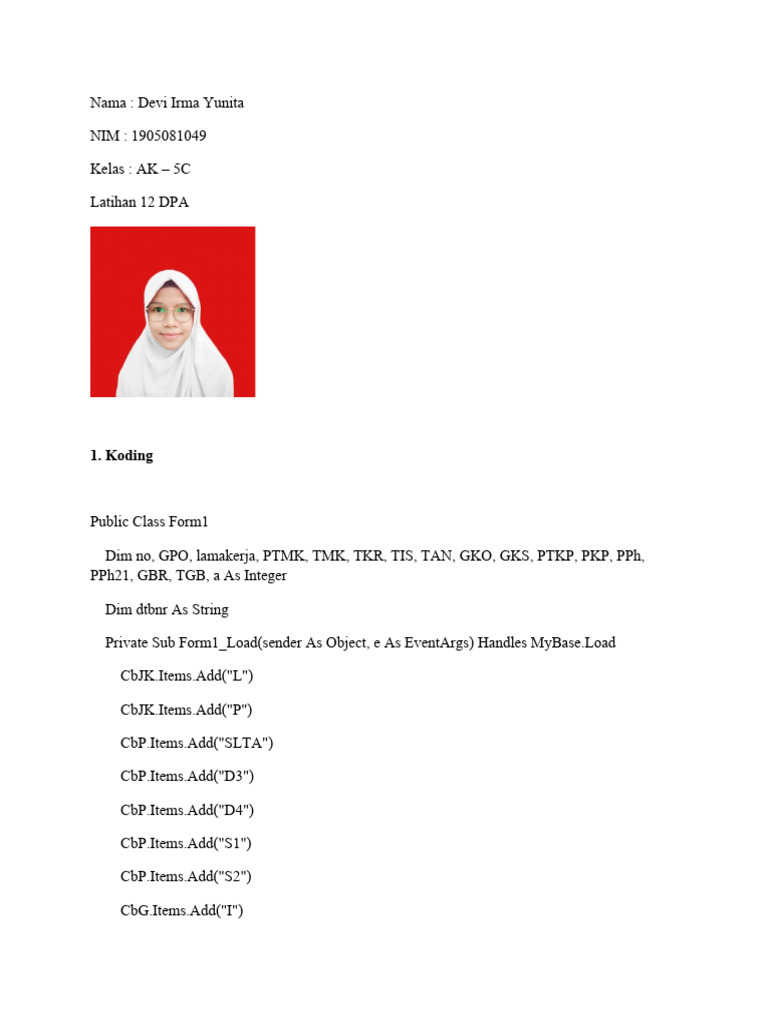 Latihan 12 Devi Irma Yunita AK 5C 1905081049-1 | PDF | Science ...
