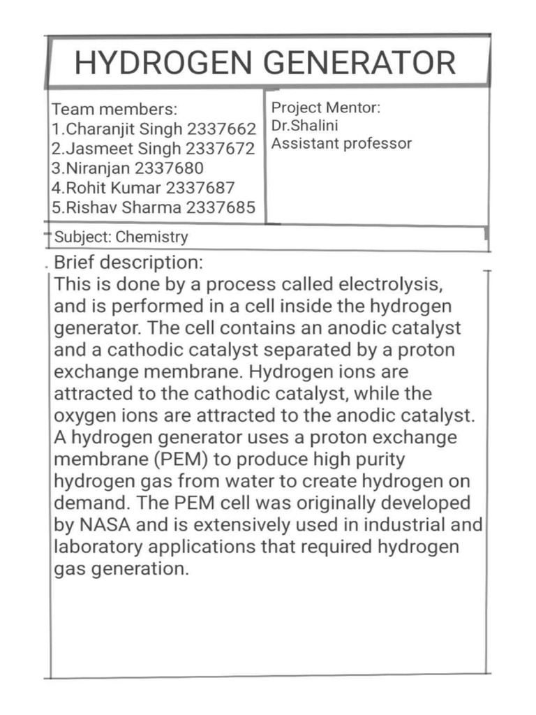 HYDROGEN GENERATOR | PDF