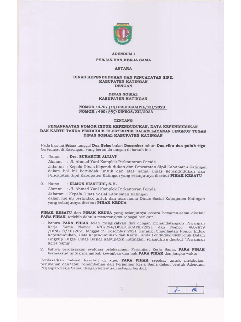 Adendum Pks Dinsos-1 | PDF