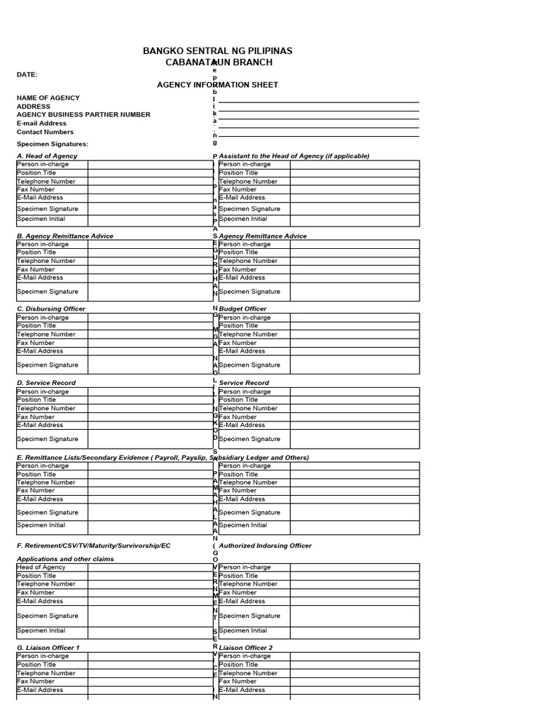 GSIS Agency Information Sheet | PDF