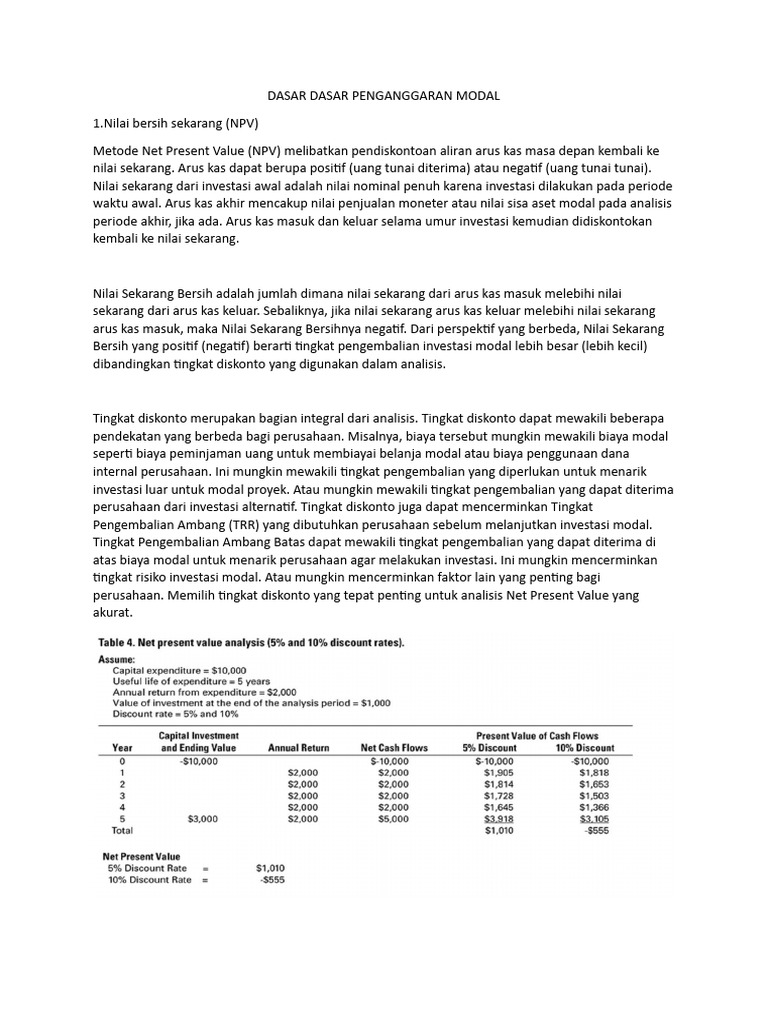 Dasar Penganggaran Modal | PDF