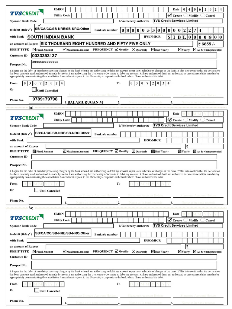 Ach - Form - 2024-06-05T133541.634 | PDF | Debit Card | Banks
