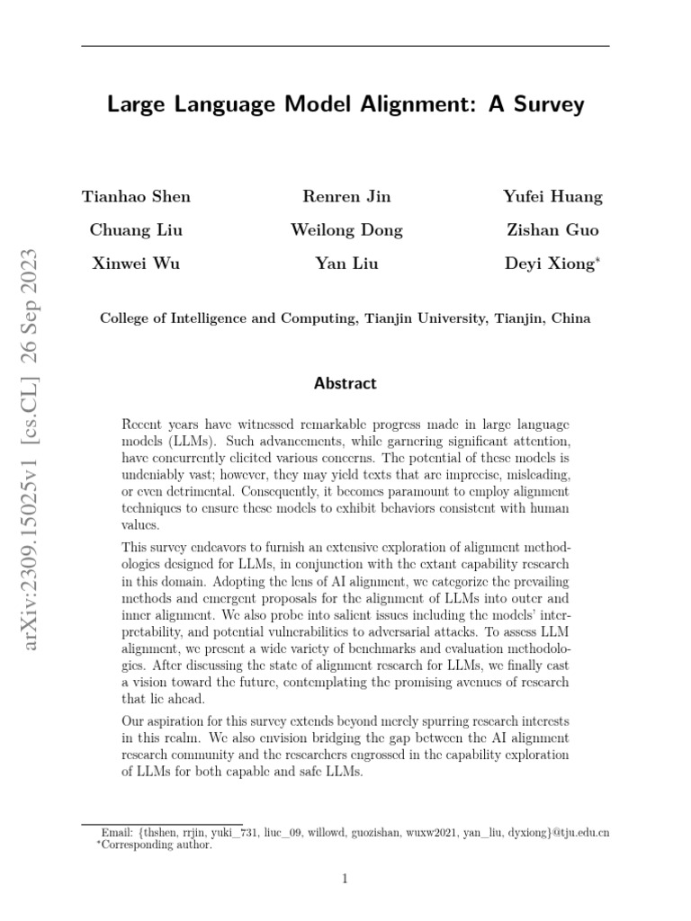 Large Language Model Alignment: A Survey | PDF | Artificial ...