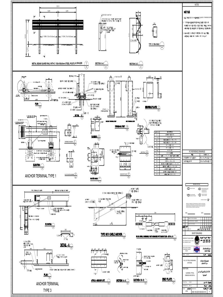 Guardrail Typical Dimension Details | PDF | Engineering | Civil Engineering